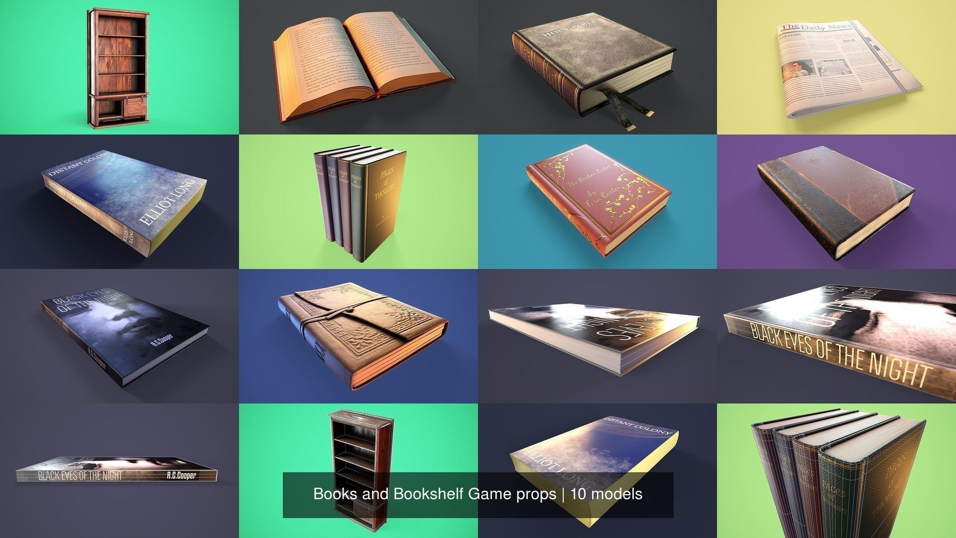Books and Bookshelf Game props 3D Model Collection | CGTrader