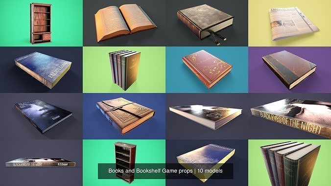 Books and Bookshelf Game props 3D Model Collection | CGTrader