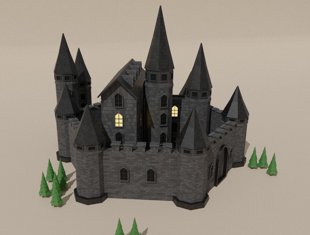 3D model Low Poly Fantasy Castle VR / AR / low-poly | CGTrader