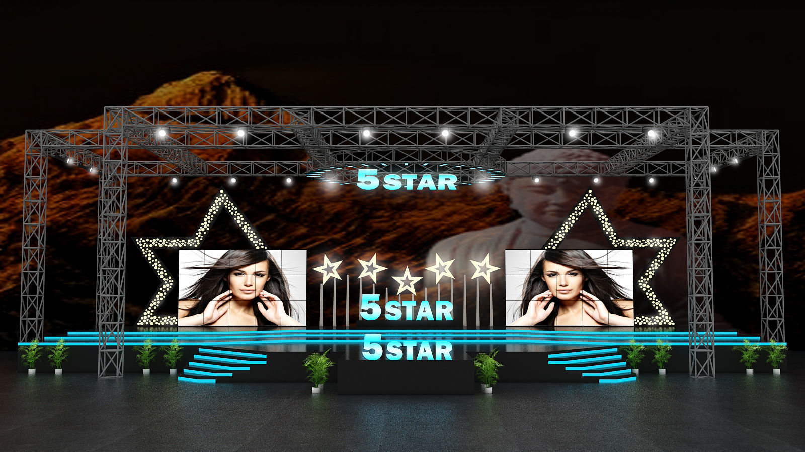 Event Stage Design 5 Star 3D model | CGTrader