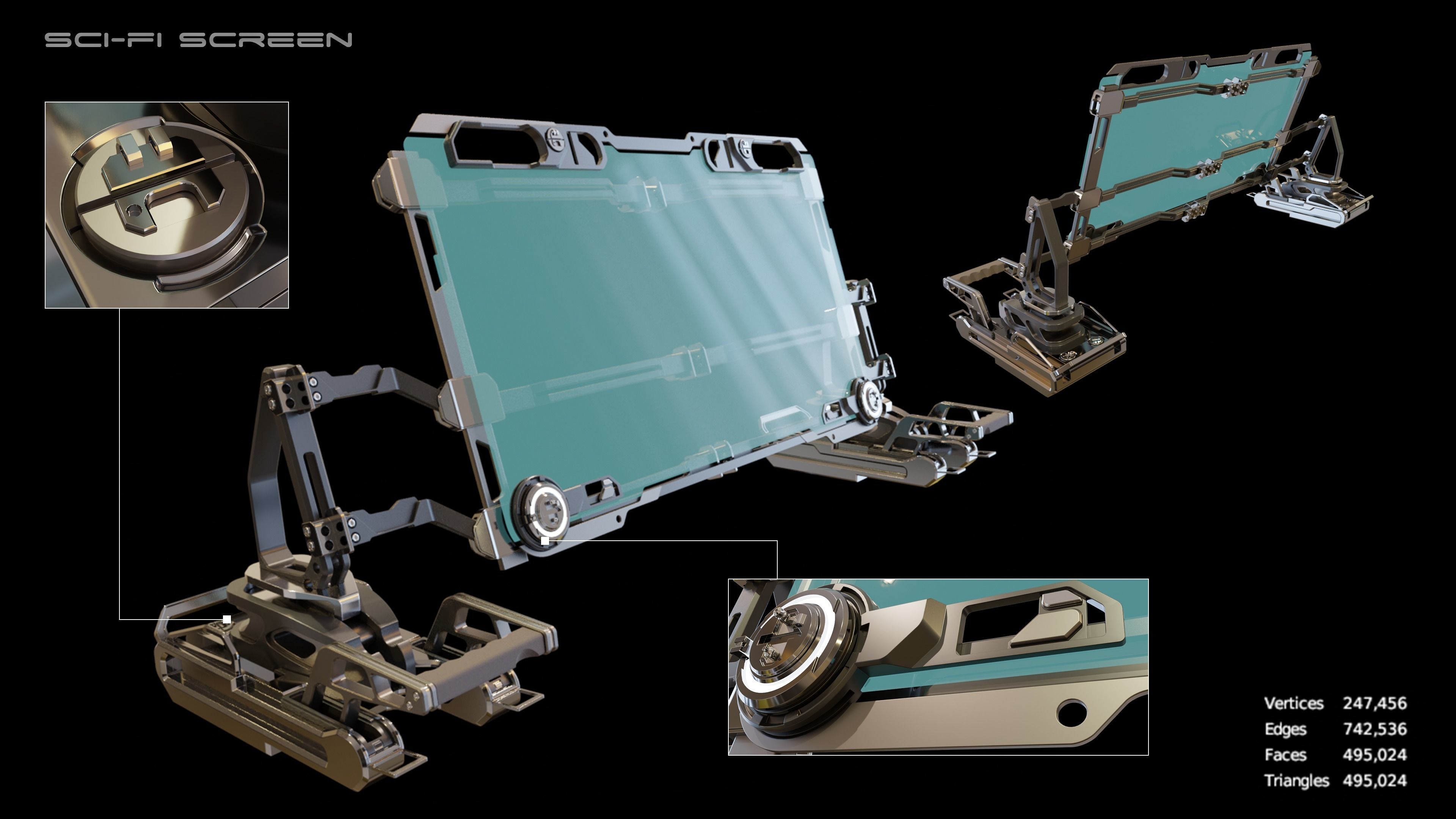 Sci-Fi Computer Station 3D model | CGTrader