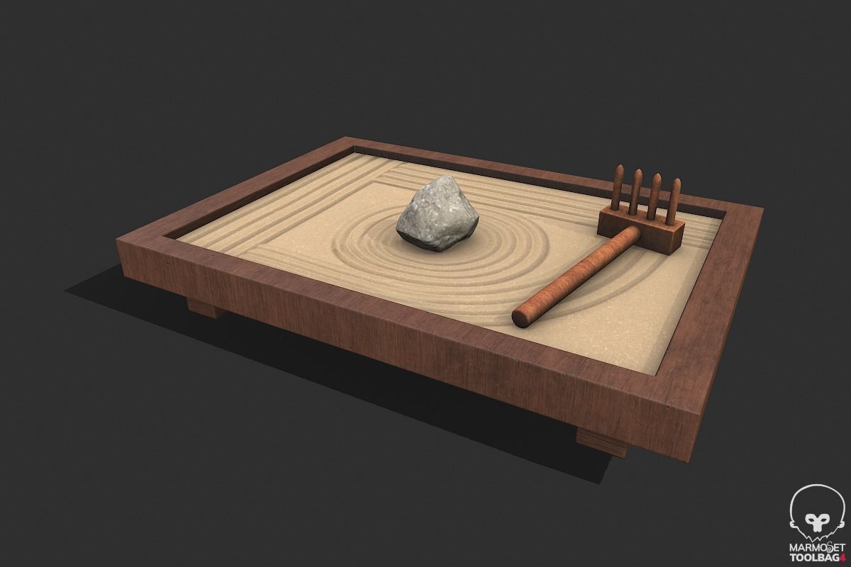3D model Zen garden Pbr Prop VR / AR / low-poly | CGTrader