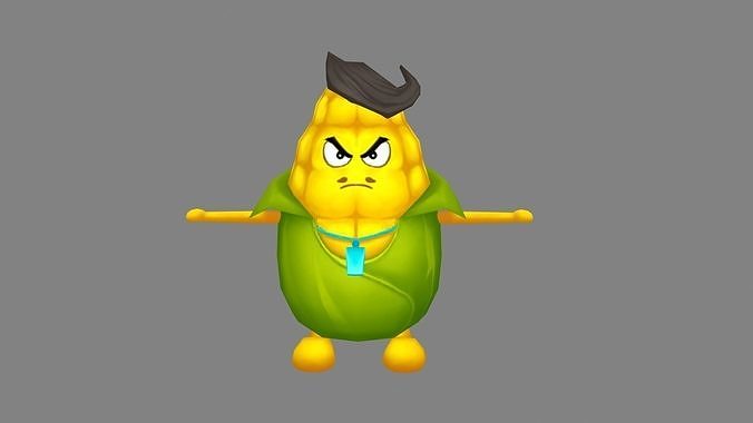 3D model Cartoon vegetable mascot - corn man VR / AR / low-poly | CGTrader