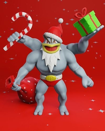 Pokemon Machamp Christmas 3D model 3D printable | CGTrader