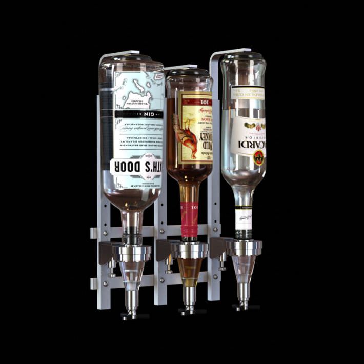 Bar Metal Bar Butler With Three Bottles ... 3D Model OBJ | CGTrader.com