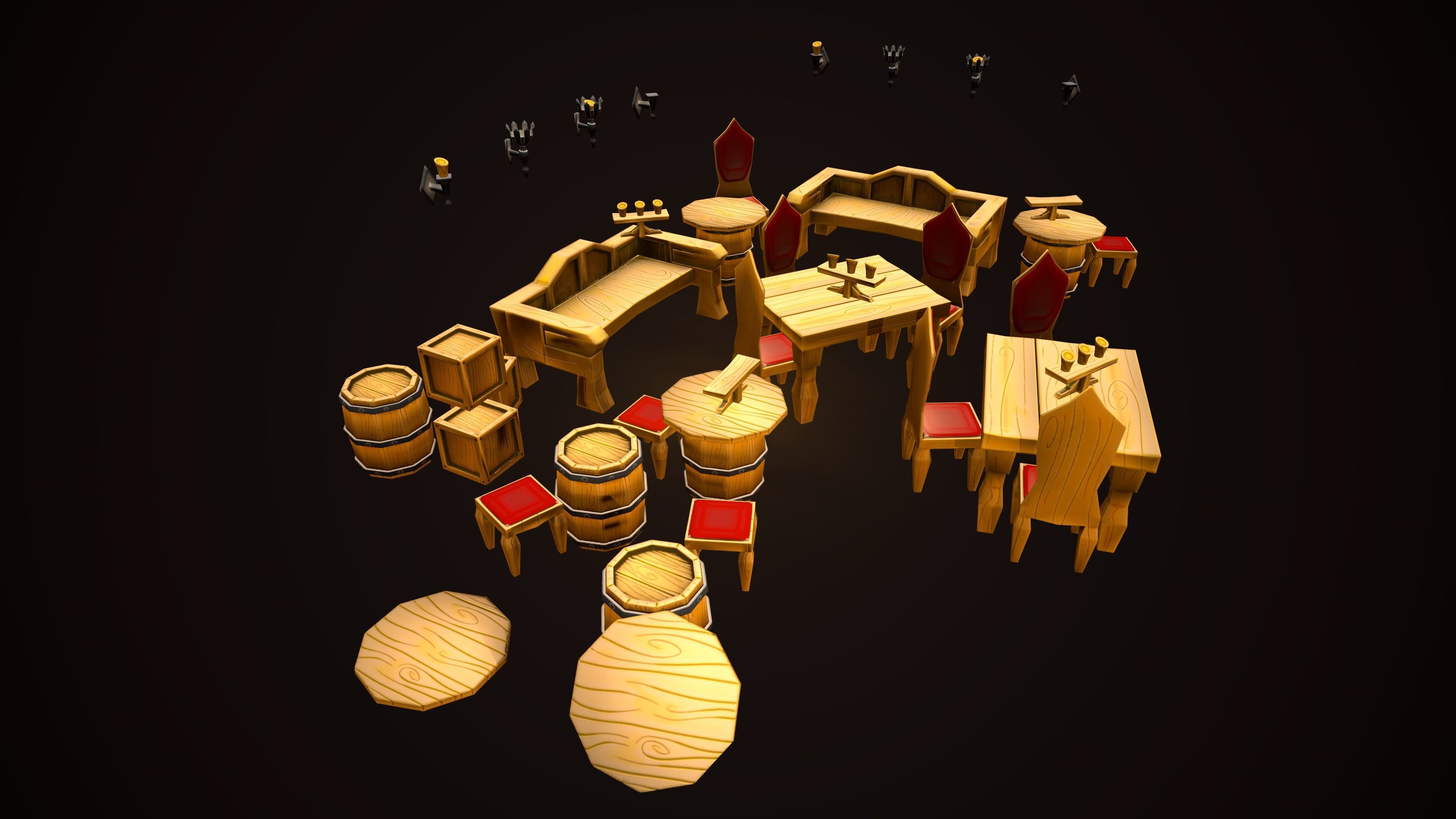 3D model MEDIEVAL TABERN - STYLIZED CARTOON VR / AR / low-poly | CGTrader