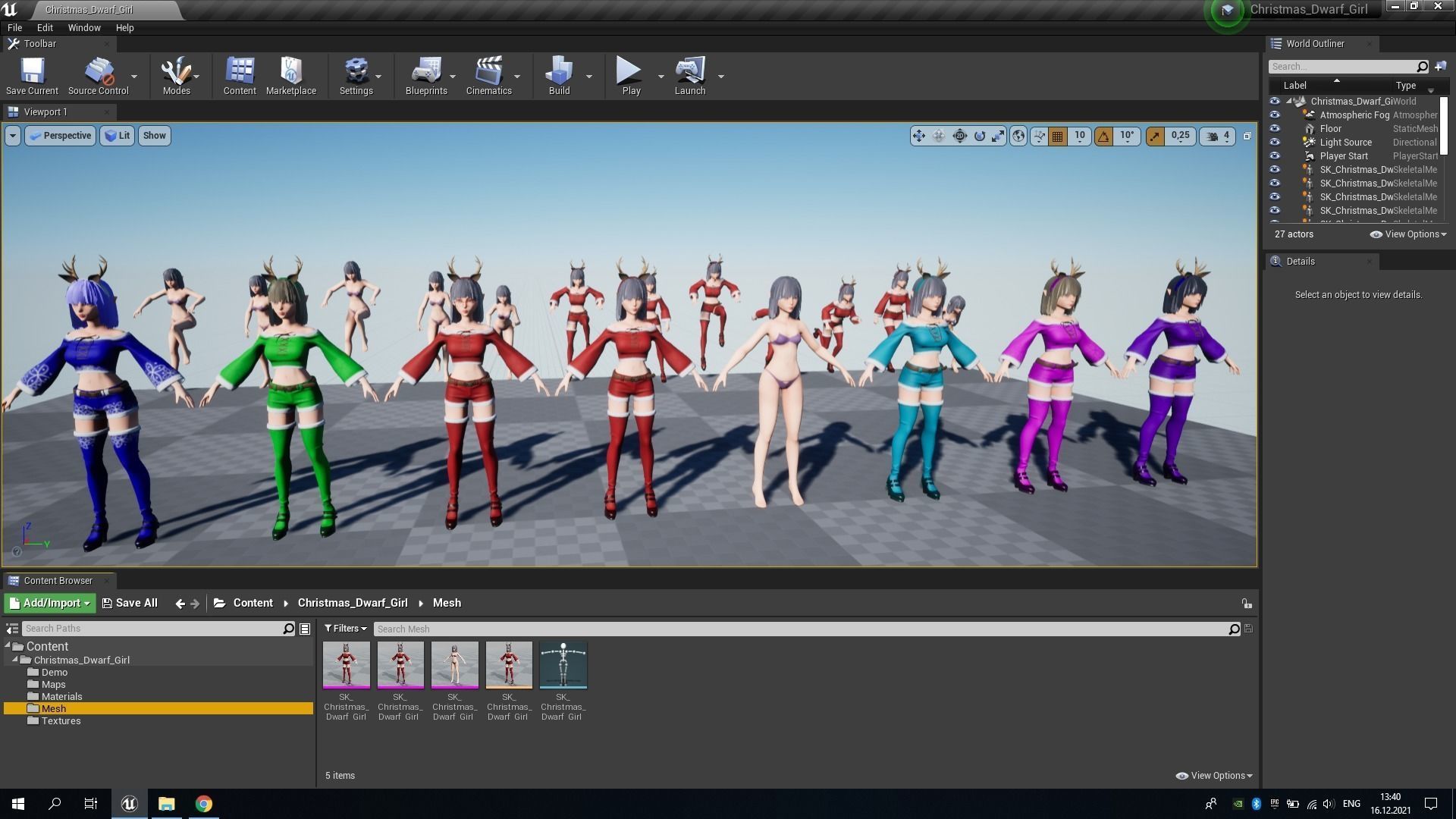 3D model Christmas Elf Girl - Game Ready VR / AR / low-poly rigged ...