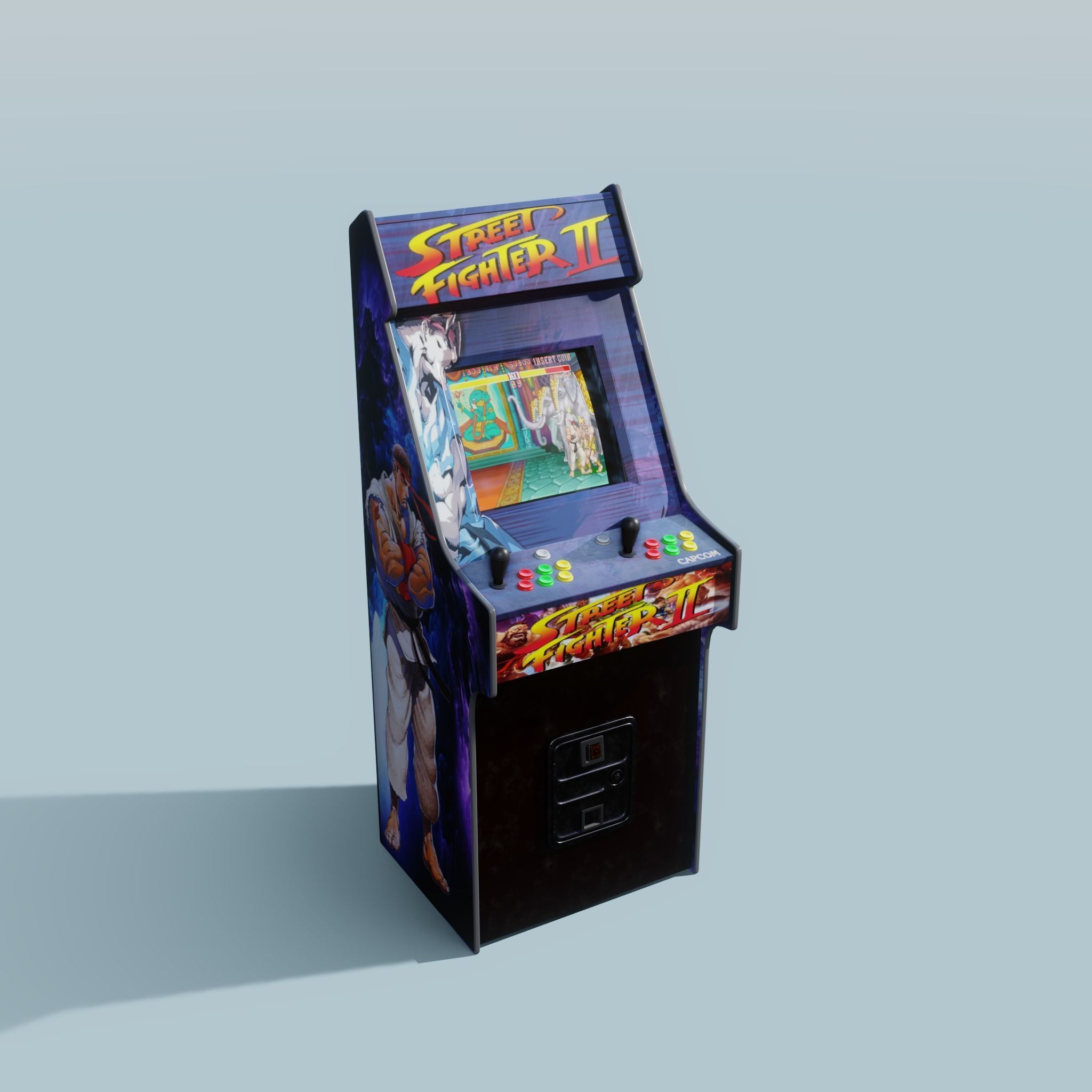 Street Fighter II Arcade Machine free 3D model | CGTrader