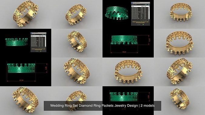 Wedding Ring Set Diamond Ring Packets Jewelry Design 3D Model ...