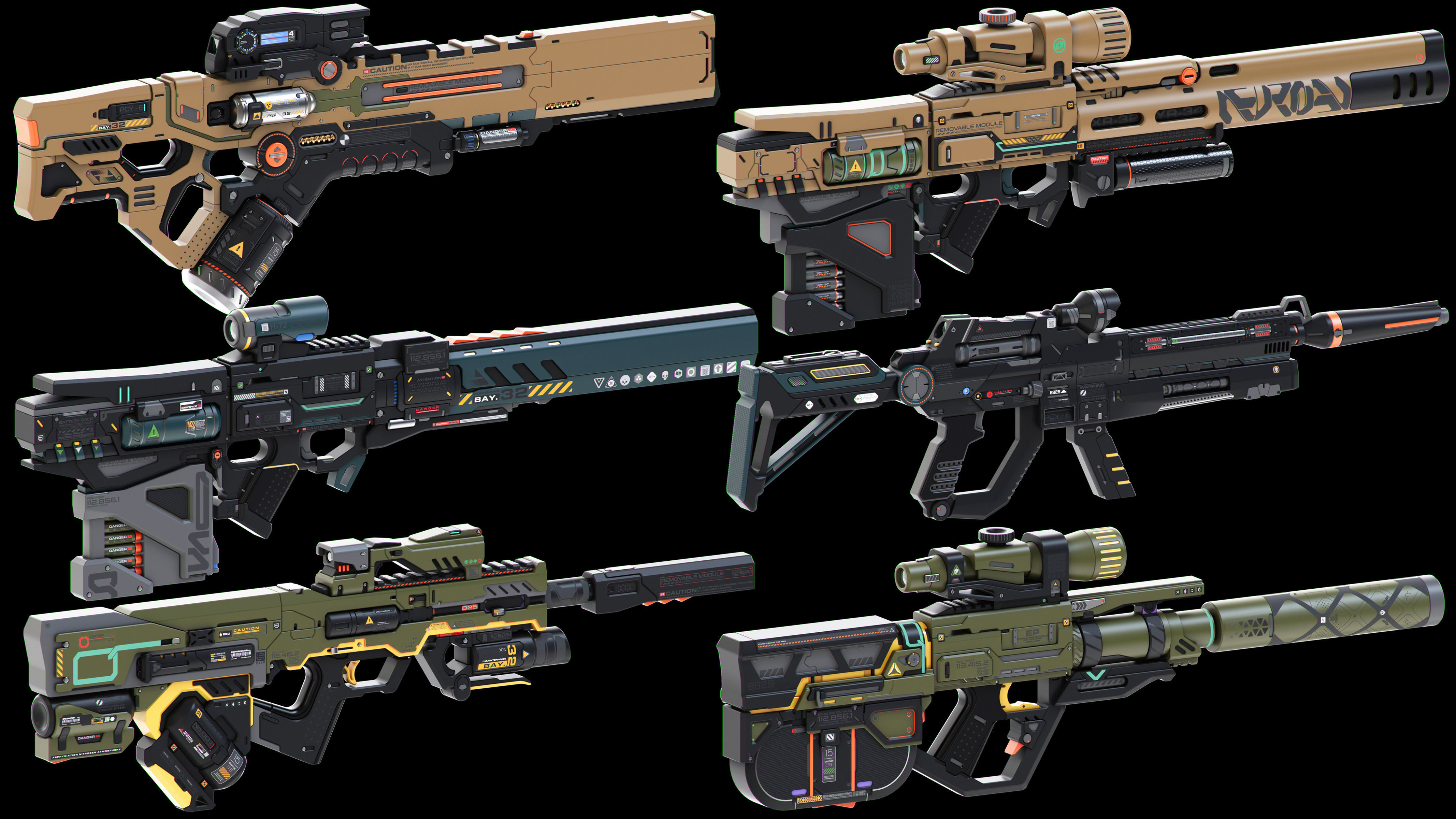Sci-Fi Rifles Set Kitbash 3D model | CGTrader