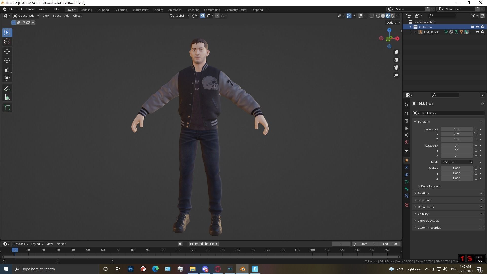 Eddie Brock from Fortnite free VR / AR / low-poly 3D model rigged ...