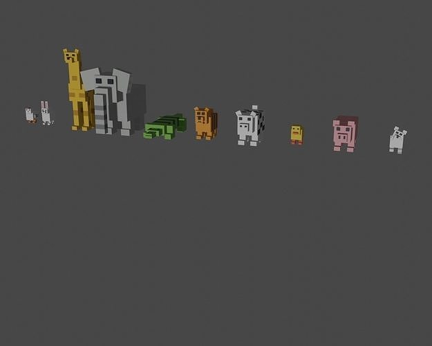 Animals group of minecraft free VR / AR / low-poly 3D model | CGTrader