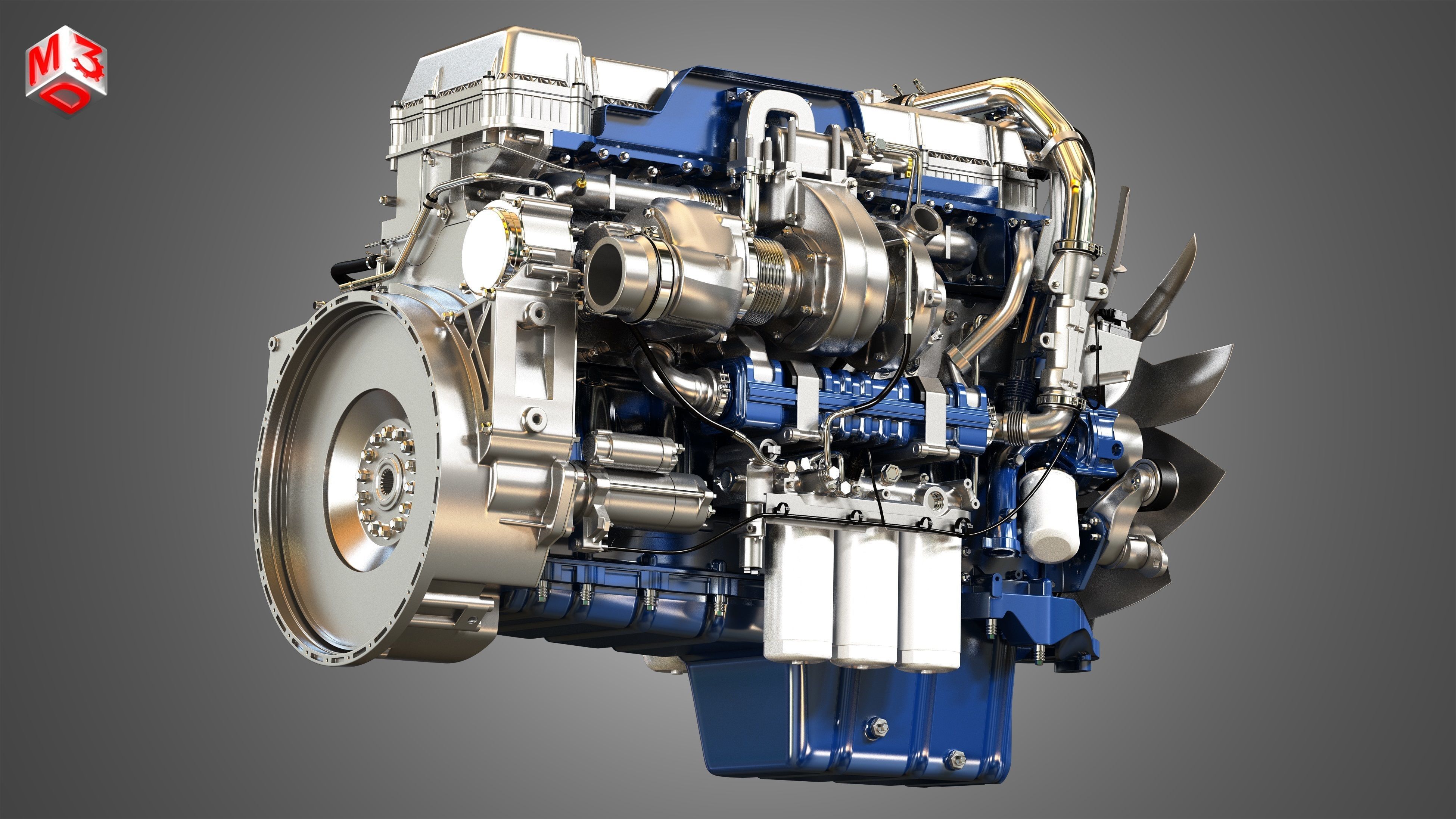 D13 Engine - MP8 Engine - 6Cylinder Truck Diesel Engines 2 in 1 3D ...