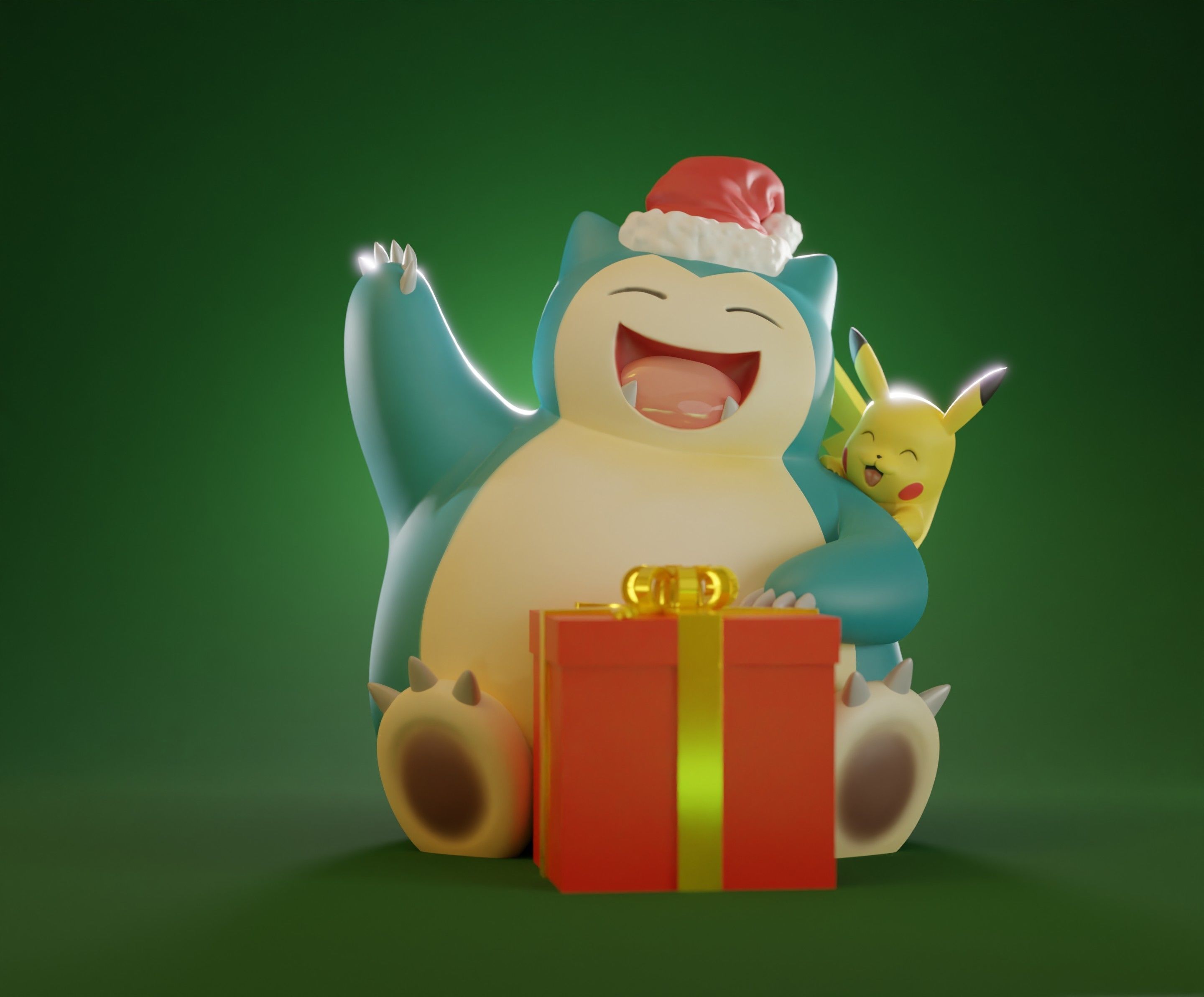 SNORLAX AND PIKACHU Christmas Pokemon 3D model 3D printable | CGTrader