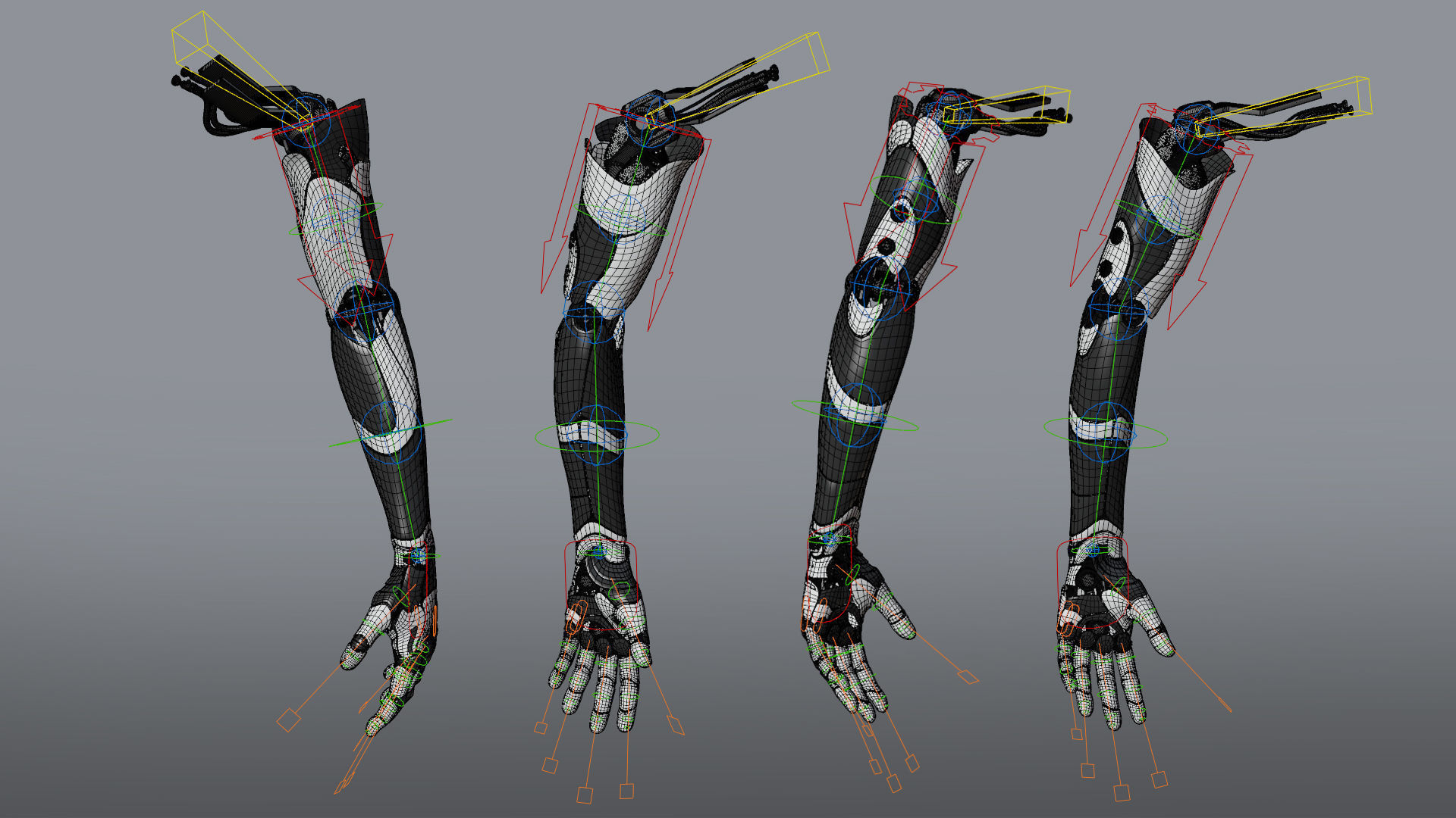 3D model Robotic hand anatomy 04 VR / AR / low-poly rigged animated ...