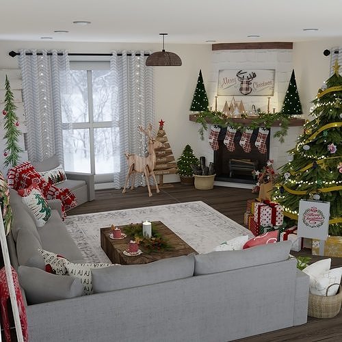 Christmas Living Room Blender Scene DAY And NIGHT 2Version 3D Model christmas-living-room-blender-scene-day-and-night-2version-3d-model