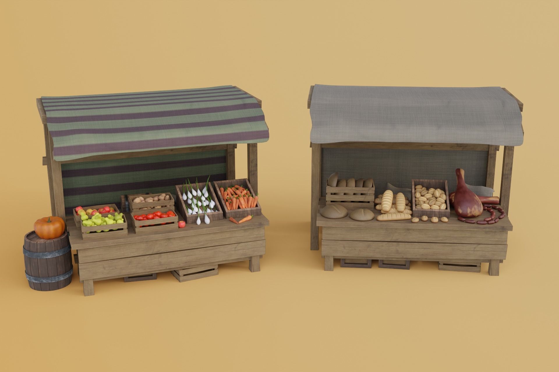 3D model Medieval Market Pack VR / AR / low-poly | CGTrader