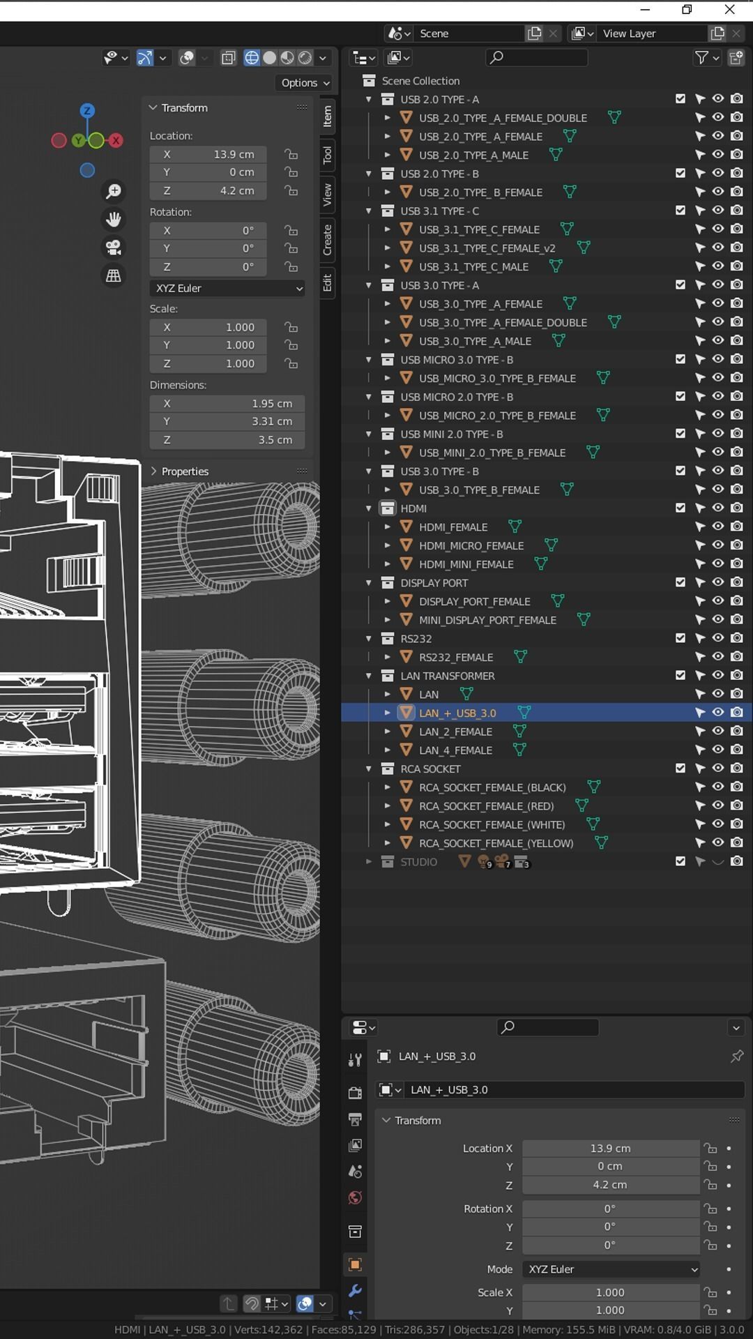 Ports for Electronics 3D model | CGTrader