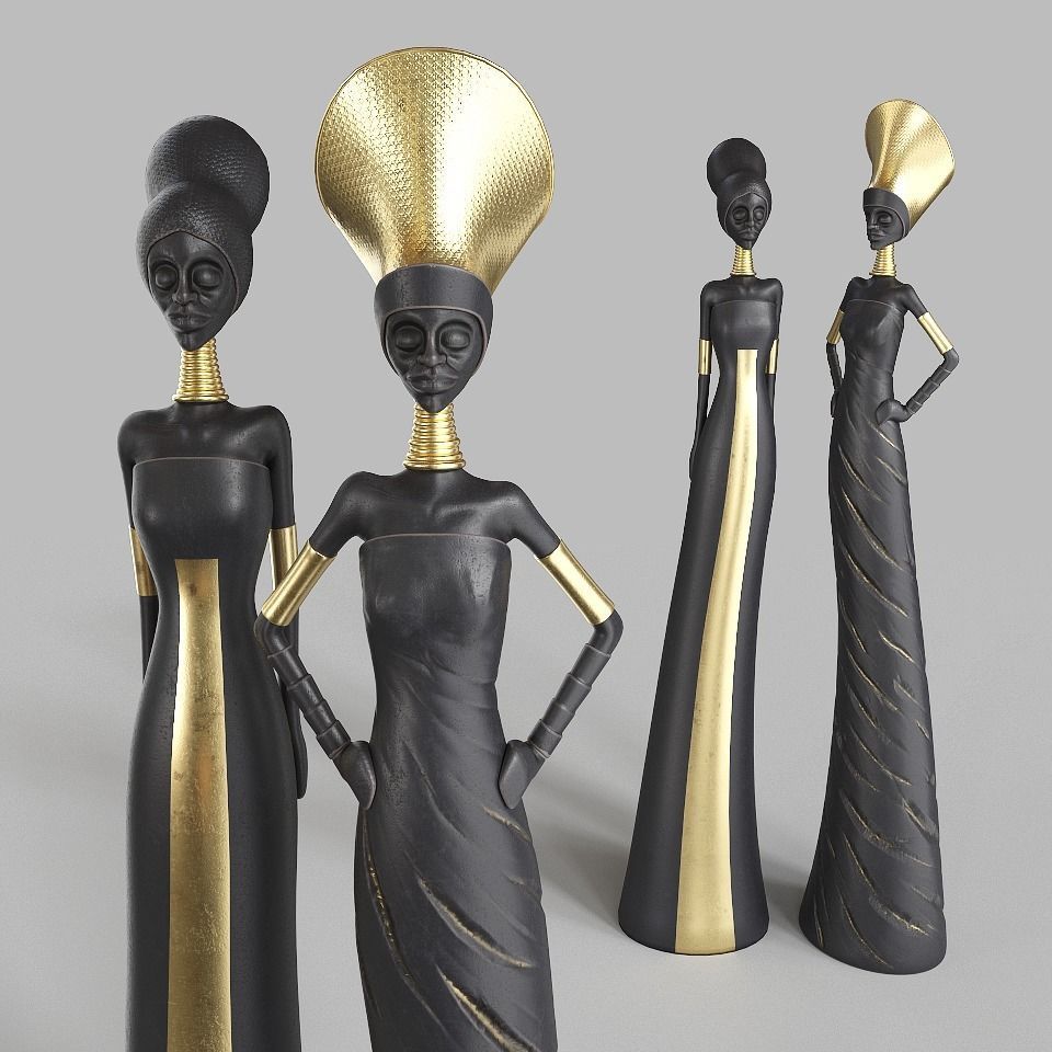 African Girls statuette 3D model | CGTrader