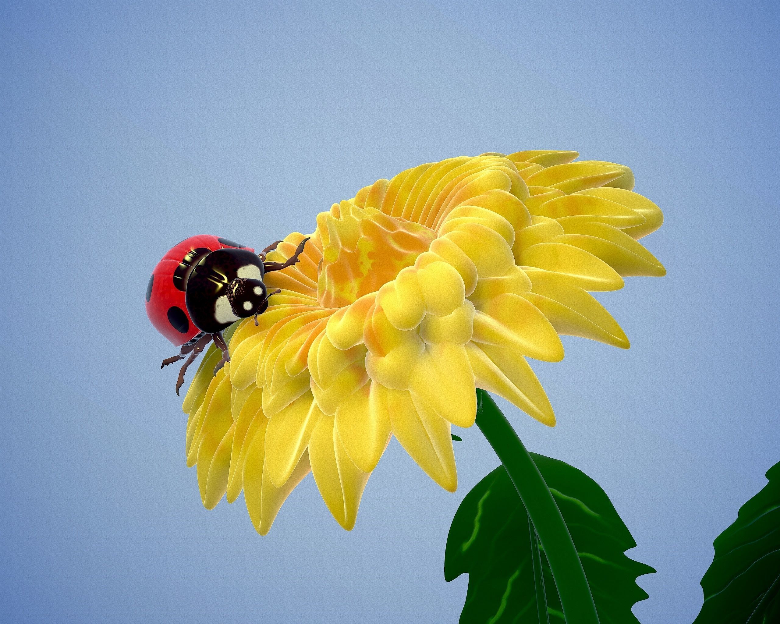 printready LADYBUG and FLOWER 3D model 3D printable | CGTrader