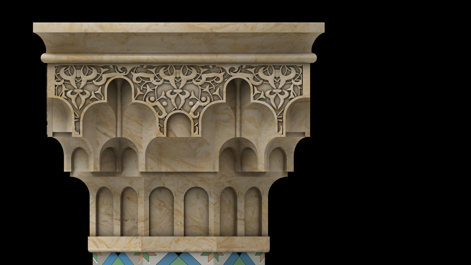 Muqarnas Column Head Moroccan moorish Arabic Style 3D model | CGTrader