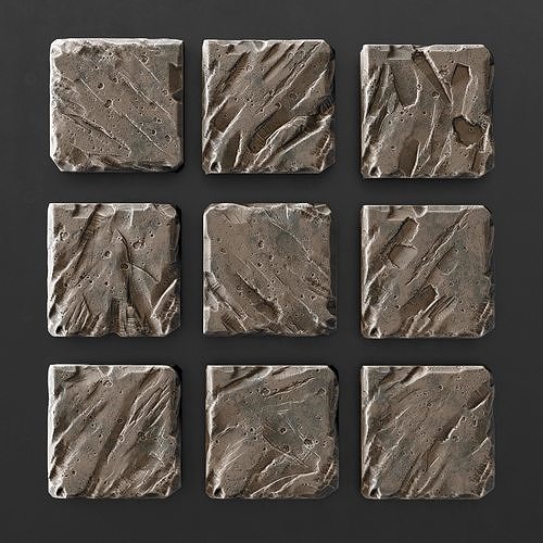 Stone cube panel old 3D model | CGTrader