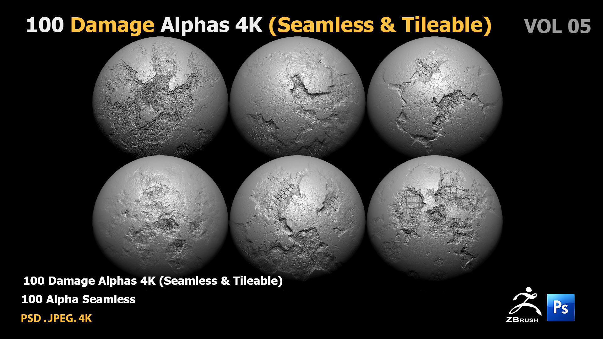 100 Damage Alphas Seamless - Tileable 3D model 3D model | CGTrader