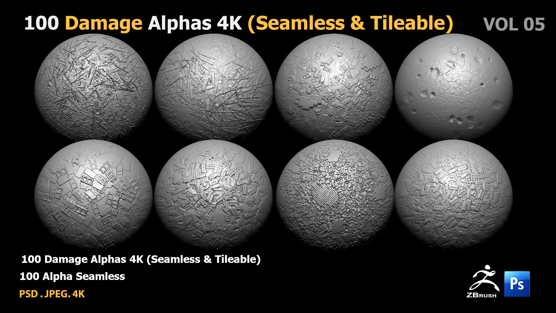 100 Damage Alphas Seamless - Tileable 3D model 3D model | CGTrader