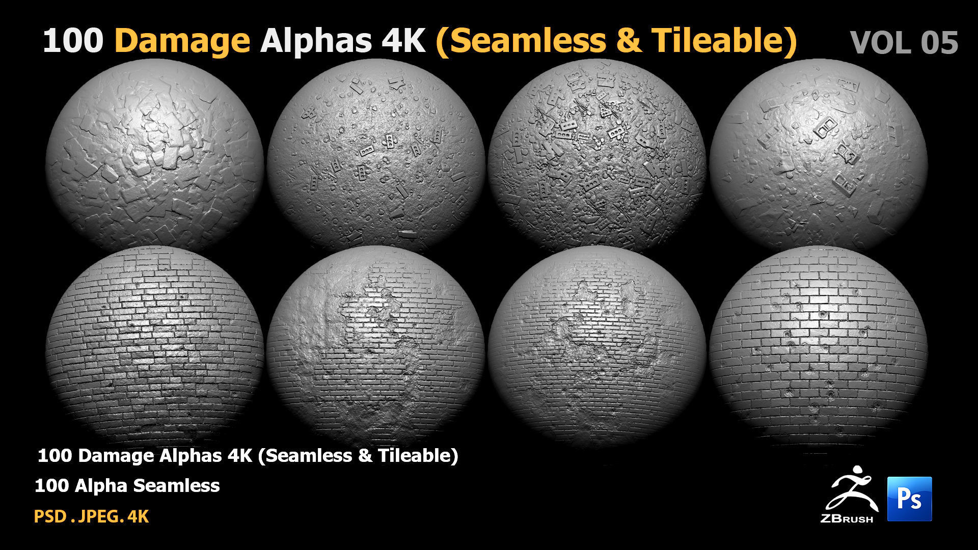 100 Damage Alphas Seamless - Tileable 3D model 3D model | CGTrader