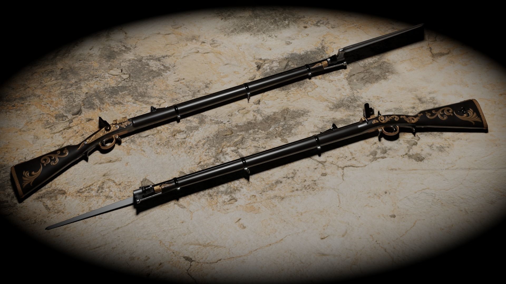 3D model Russian battle rifle 1856 Krinka VR / AR / low-poly | CGTrader