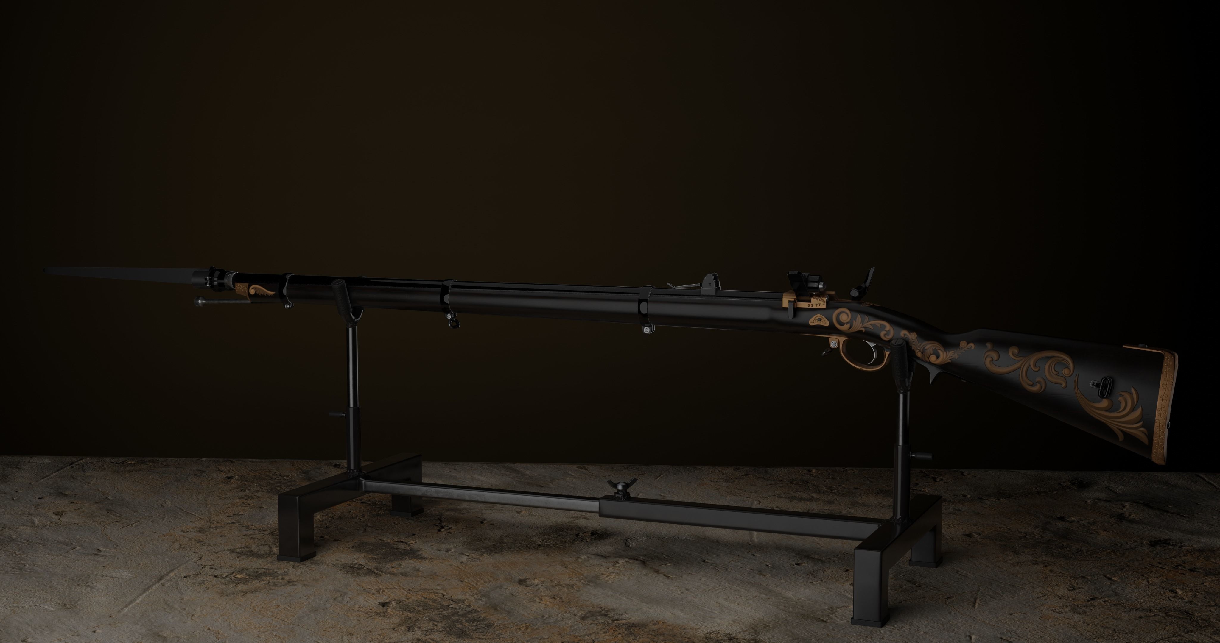 3D model Russian battle rifle 1856 Krinka VR / AR / low-poly | CGTrader