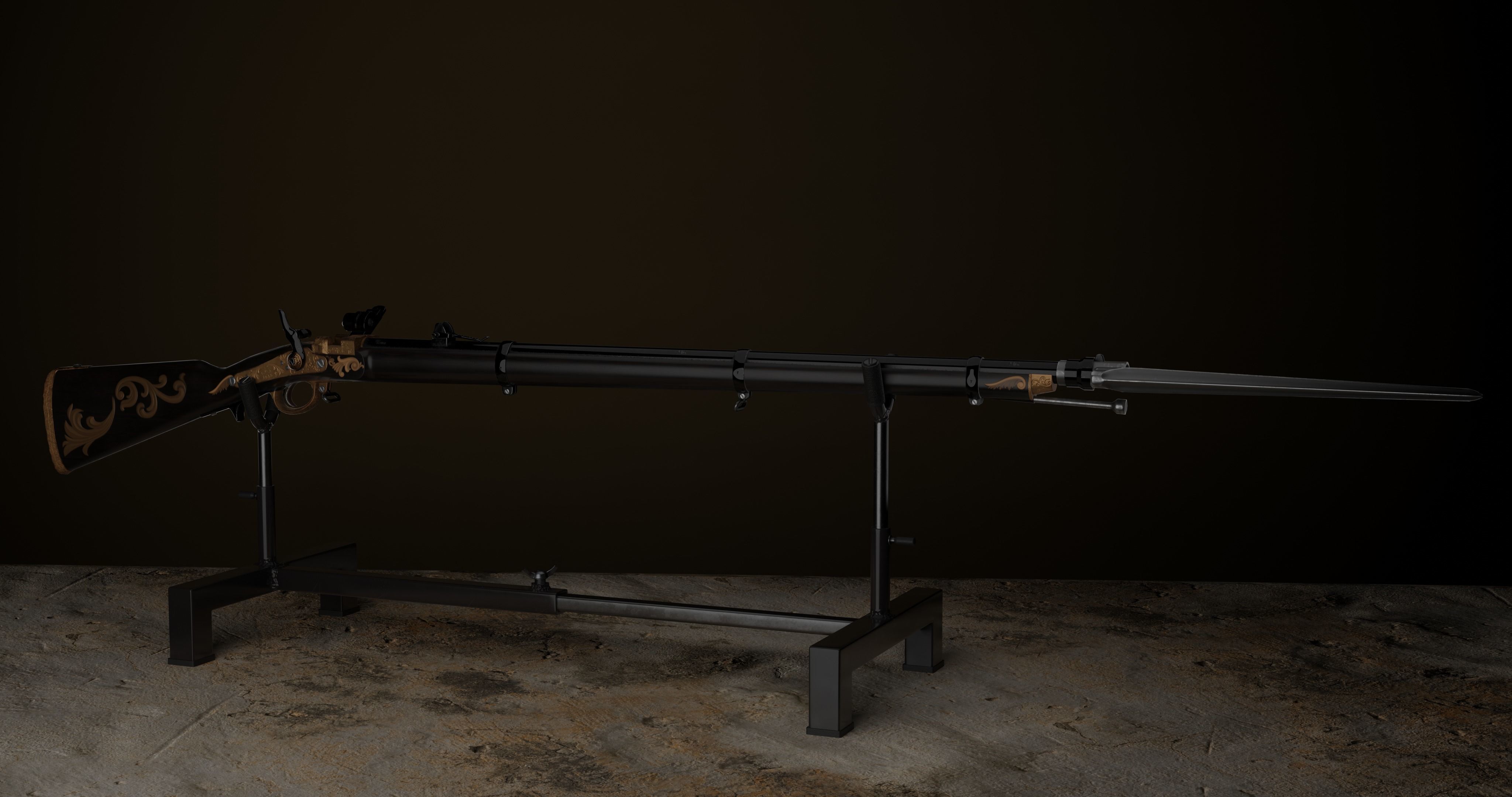 3D model Russian battle rifle 1856 Krinka VR / AR / low-poly | CGTrader