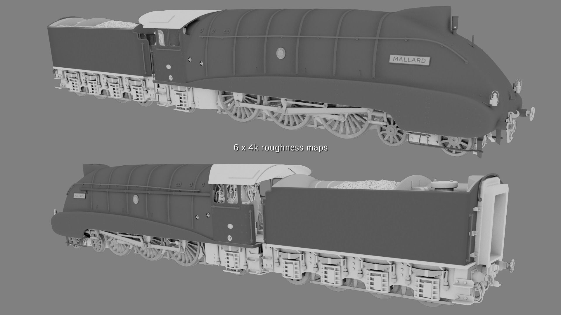 Mallard steam train 3D model animated rigged | CGTrader