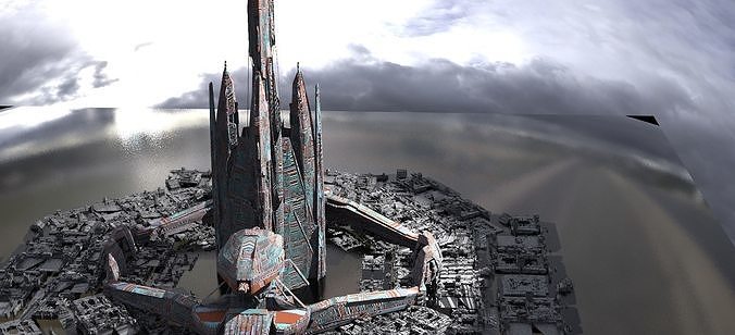 Space station pillars 3D model | CGTrader