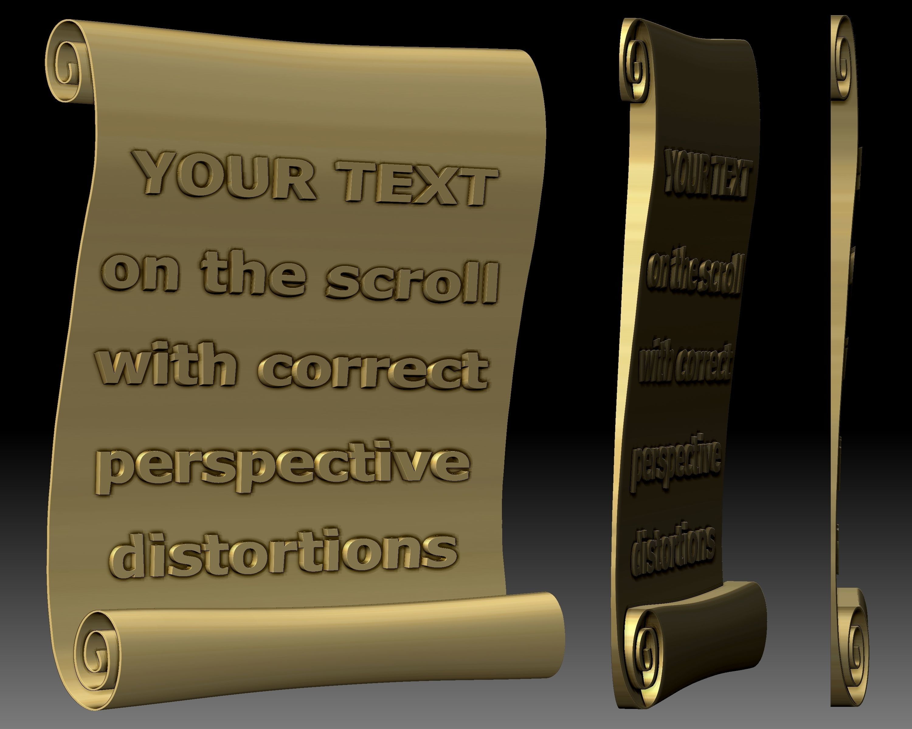 Your text and or logo on the scroll - bas-relief 3D model 3D printable ...