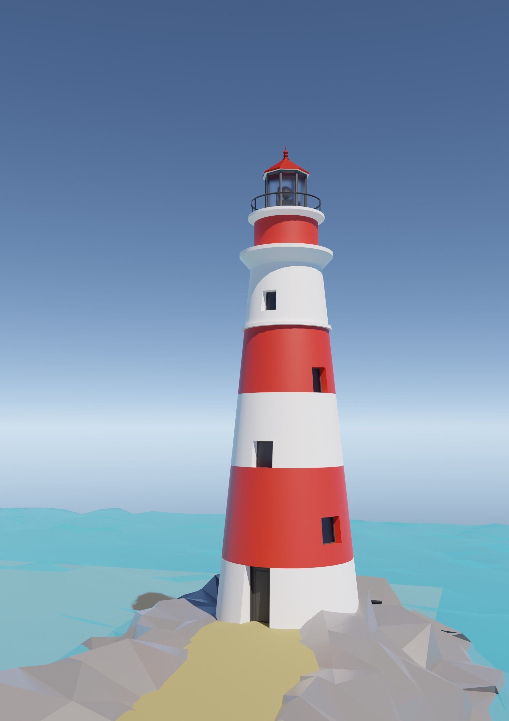 3D model Tropical Beach Environment stylized asset low poly VR / AR ...