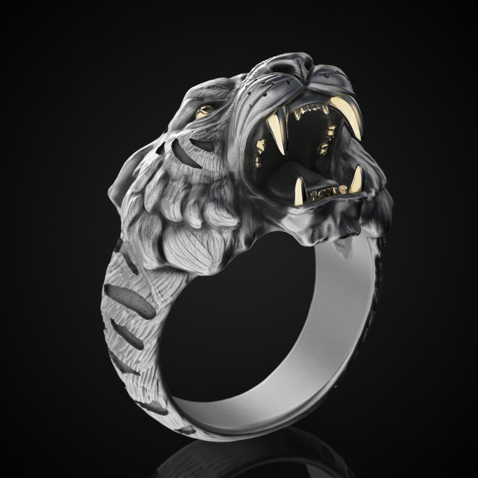 Roaring Tiger ring 3D model 3D printable | CGTrader
