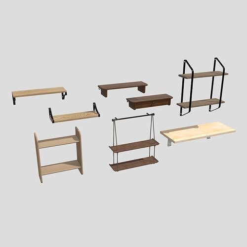 3D model Wall Shelf Pack VR / AR / low-poly | CGTrader
