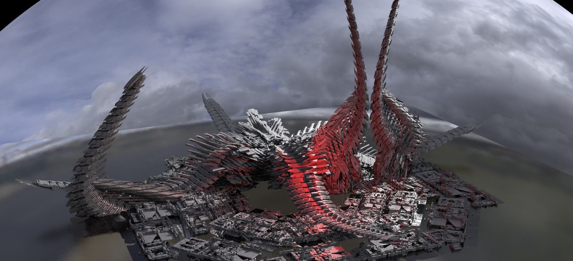 7 Dragon Sci fi Bone Towers 3D model | CGTrader