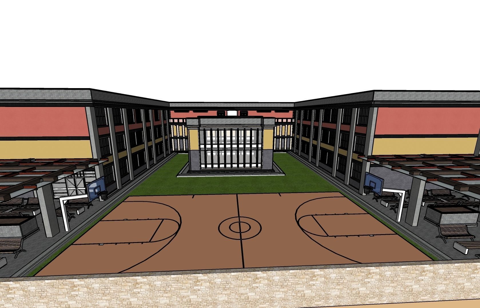 3D model School Exterior Model VR / AR / low-poly | CGTrader