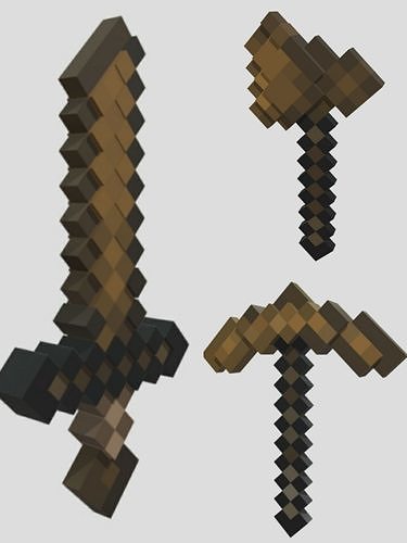 Axe-Sword-Pickaxe minecraft swords and axes free VR / AR / low-poly 3D ...
