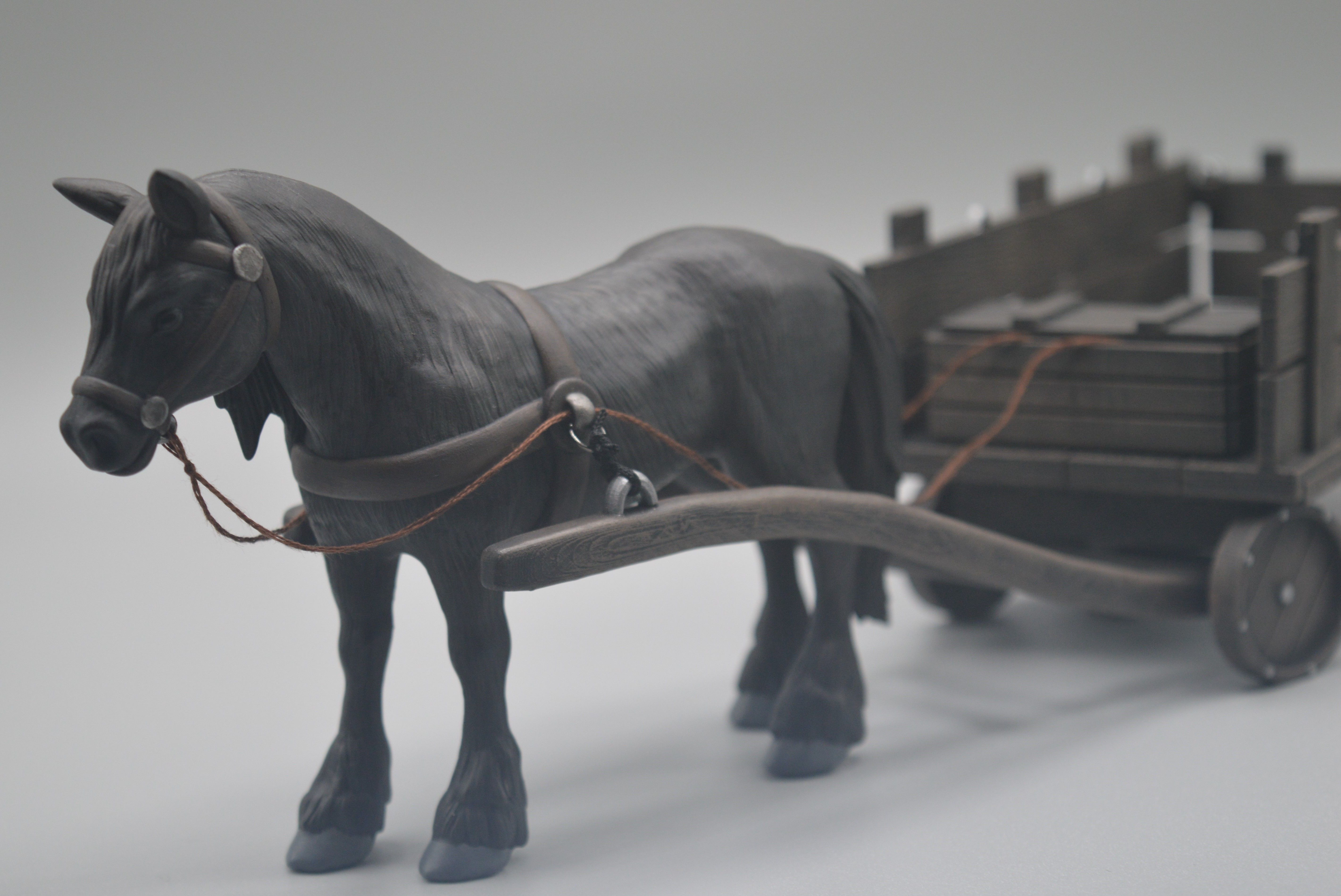 Wooden cart and horse STL 3D model | CGTrader