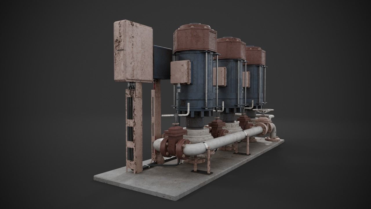 Industrial pump station 3D model | CGTrader