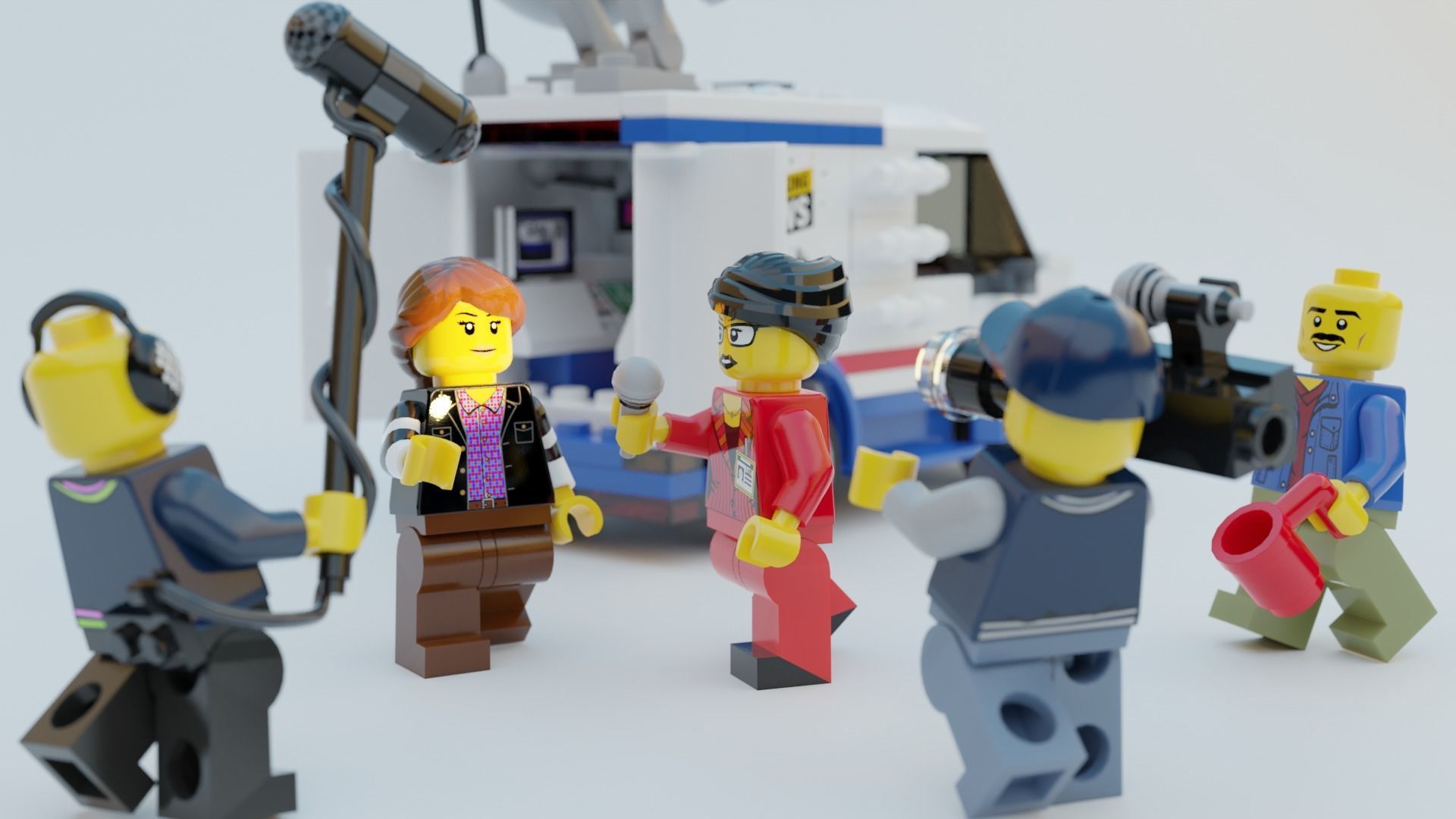 Lego crew reporters 3D model rigged | CGTrader