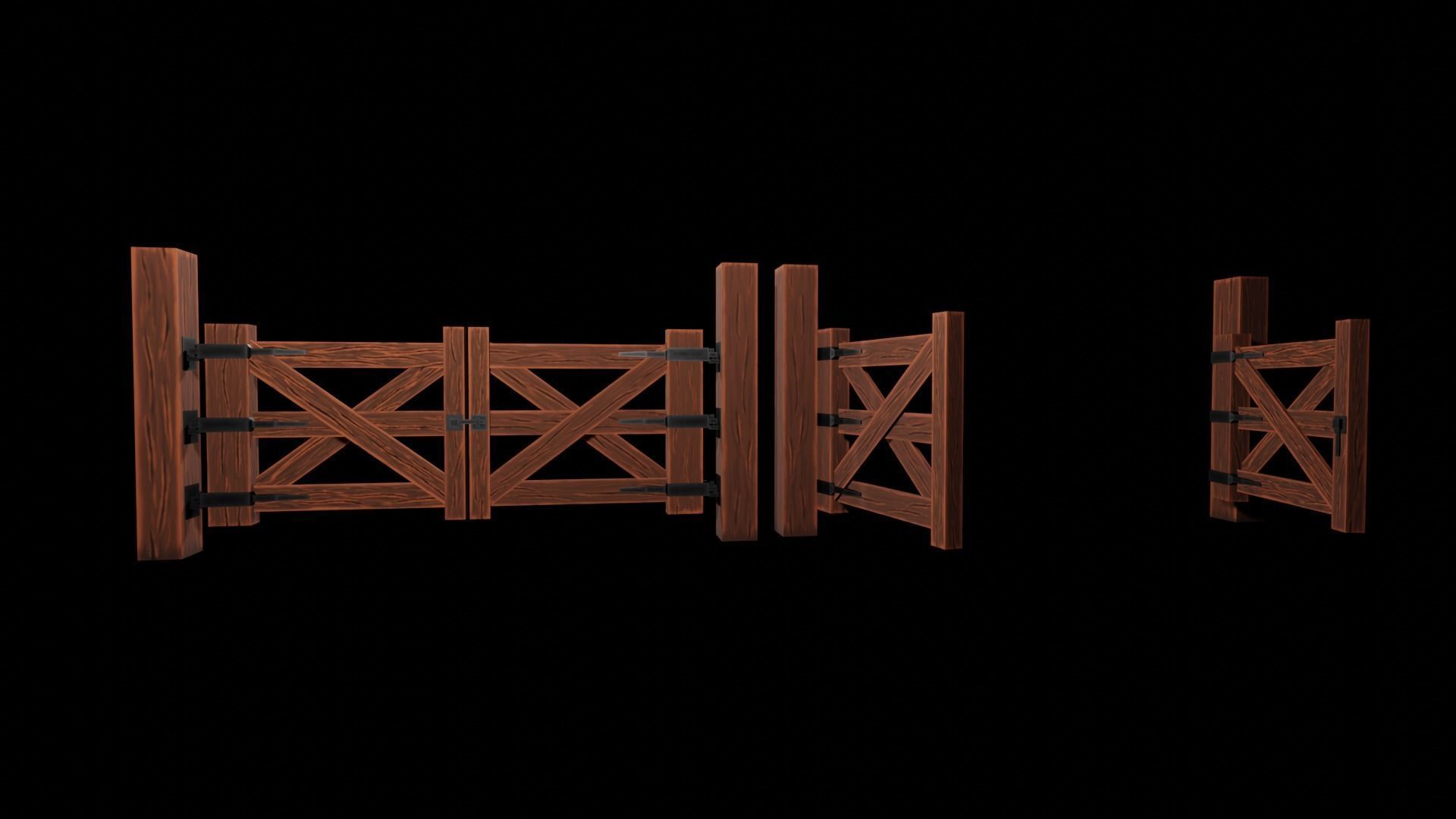 3D model Wooden Gate Bundle VR / AR / low-poly | CGTrader