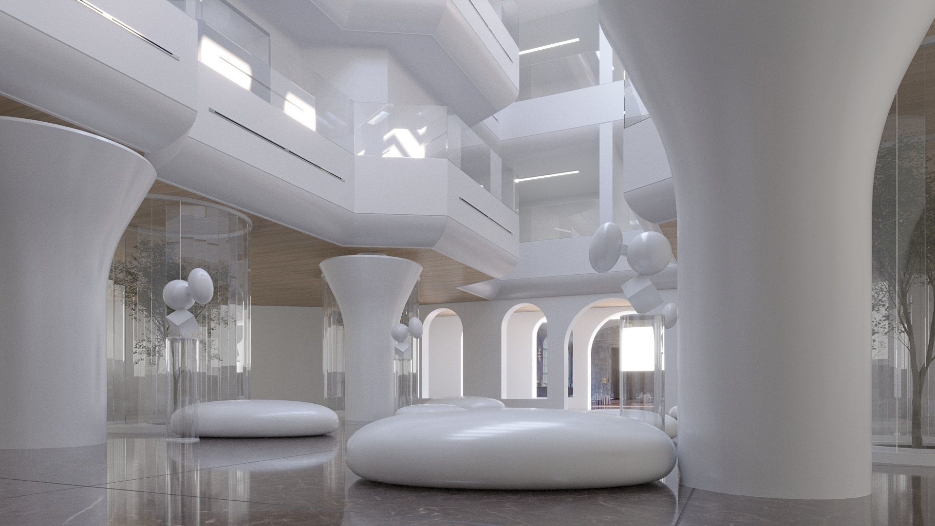 Futuristic Shopping Center 3D model | CGTrader