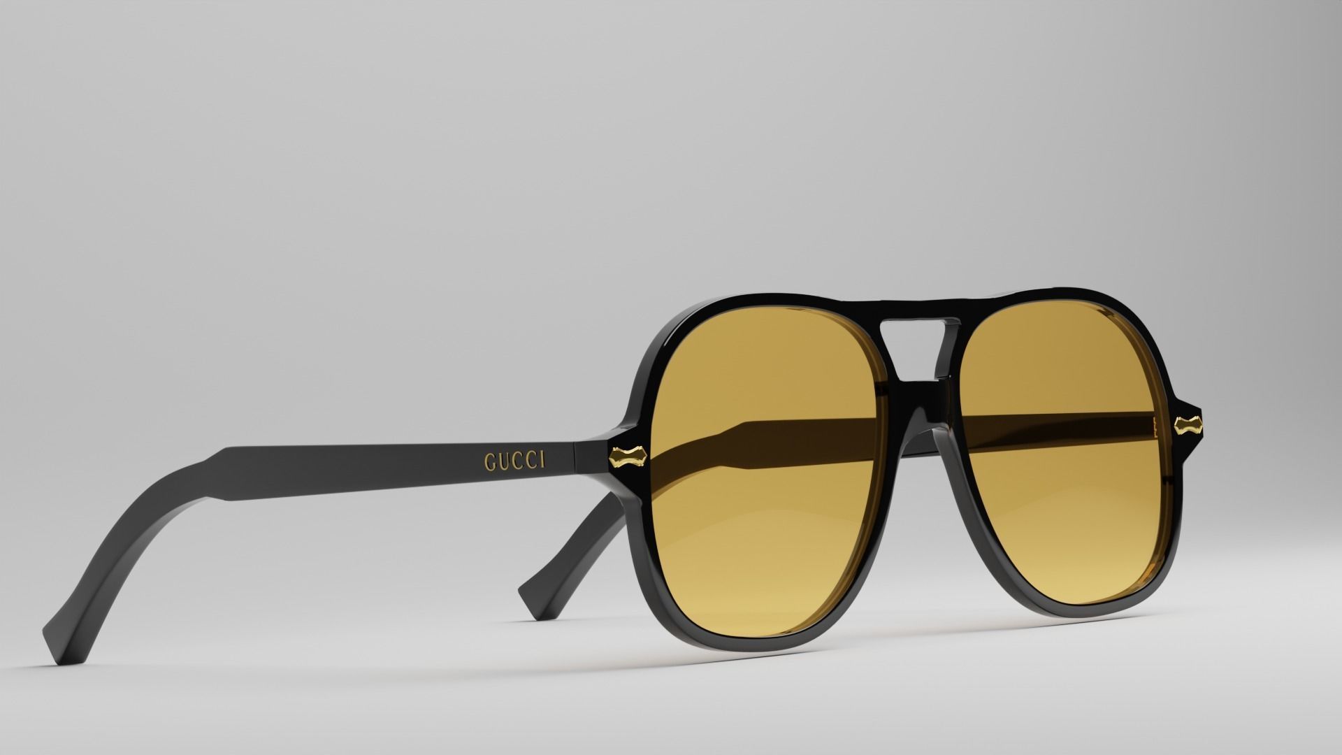 Gucci Sunglasses Black Golden 3D model | CGTrader