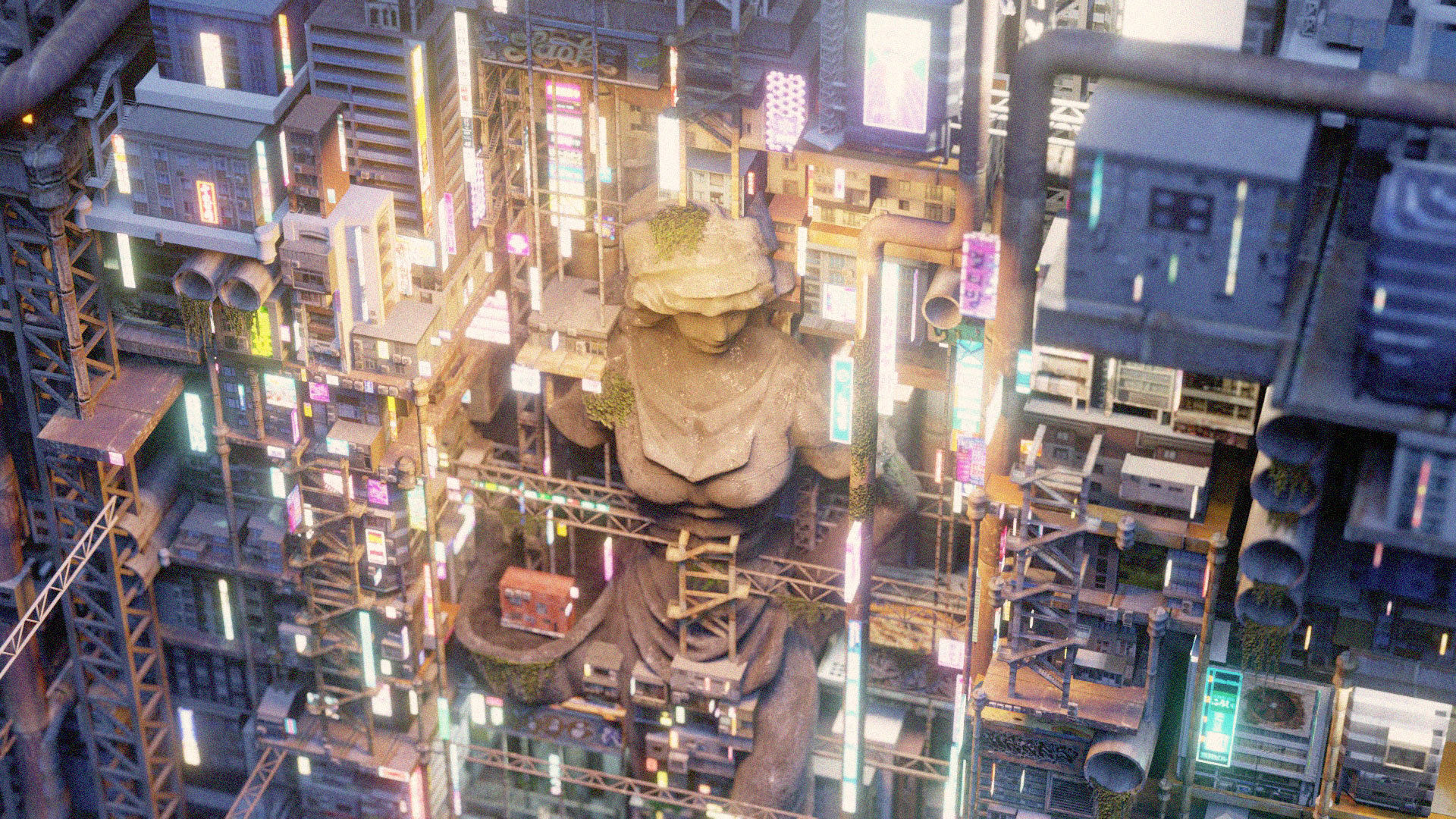 Cyberpunk Statue City 3D model | CGTrader