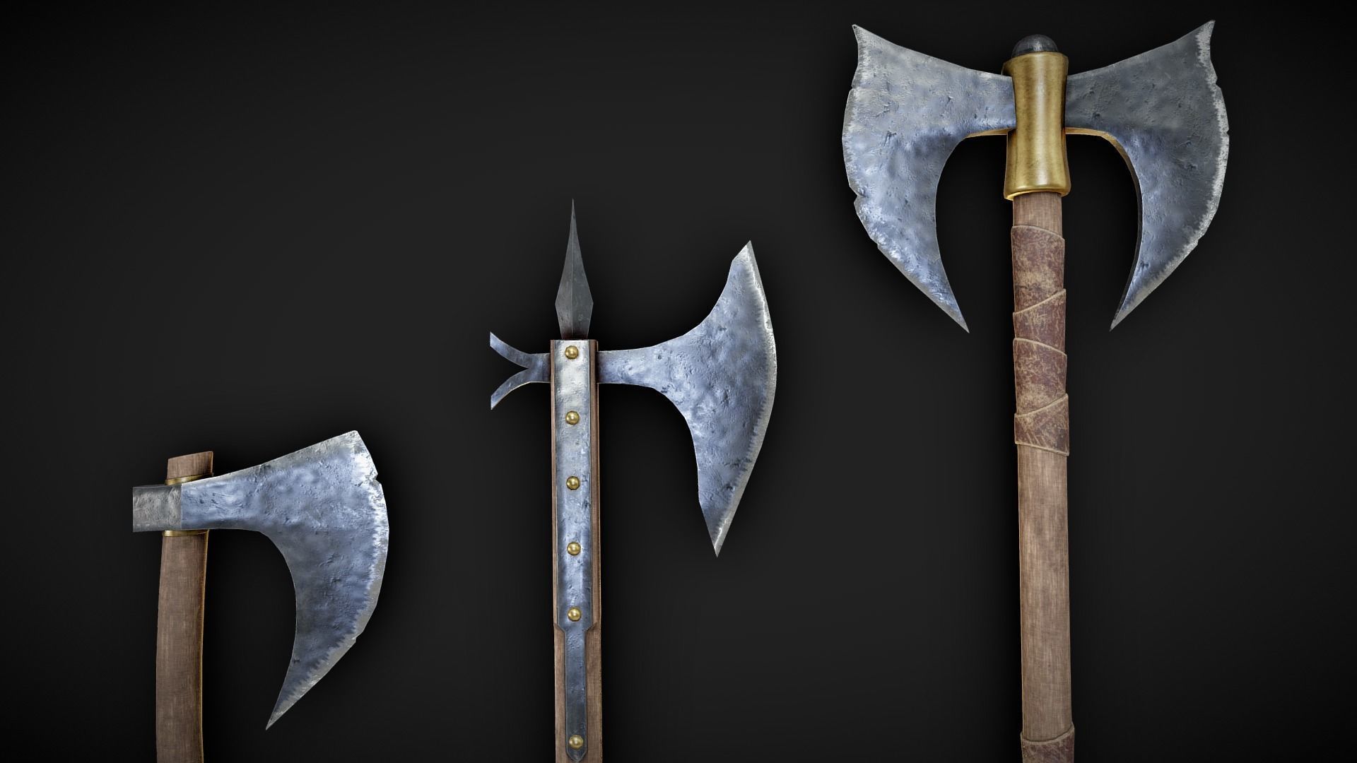 3D model One handed axes and two handed axe VR / AR / low-poly | CGTrader
