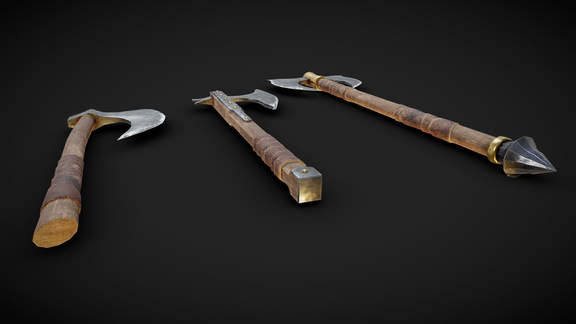 3D model One handed axes and two handed axe VR / AR / low-poly | CGTrader